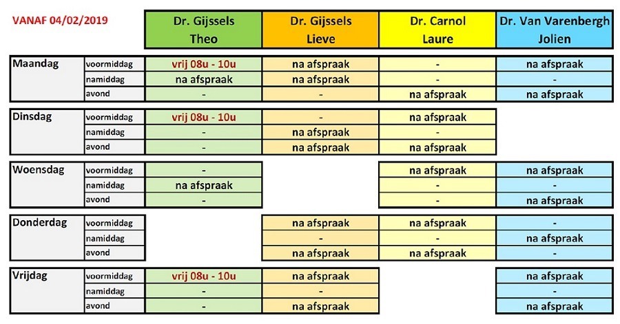 huisartsenpollare.be - Praktische info - Uurrooster